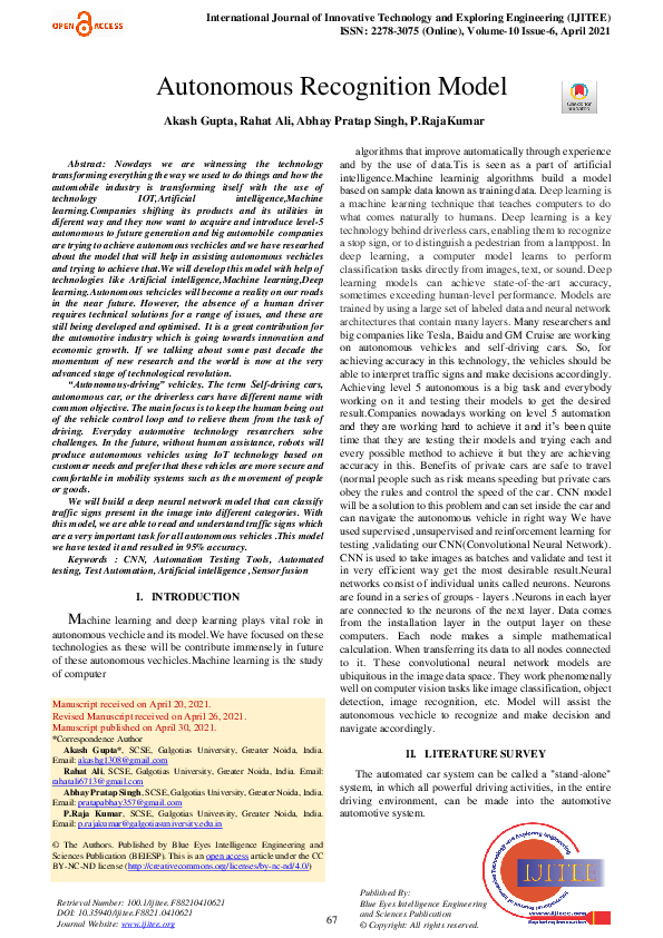 (PDF) Autonomous Recognition Model