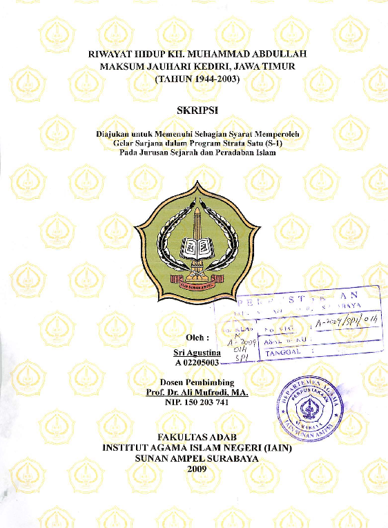 Pdf Riwayat Hidup Kh Muhammad Abduhah Maksum Jauhari Kediri Jawa