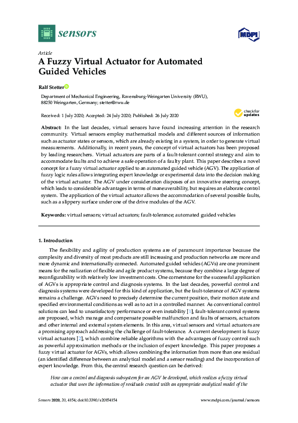 (PDF) A Fuzzy Virtual Actuator for Automated Guided Vehicles