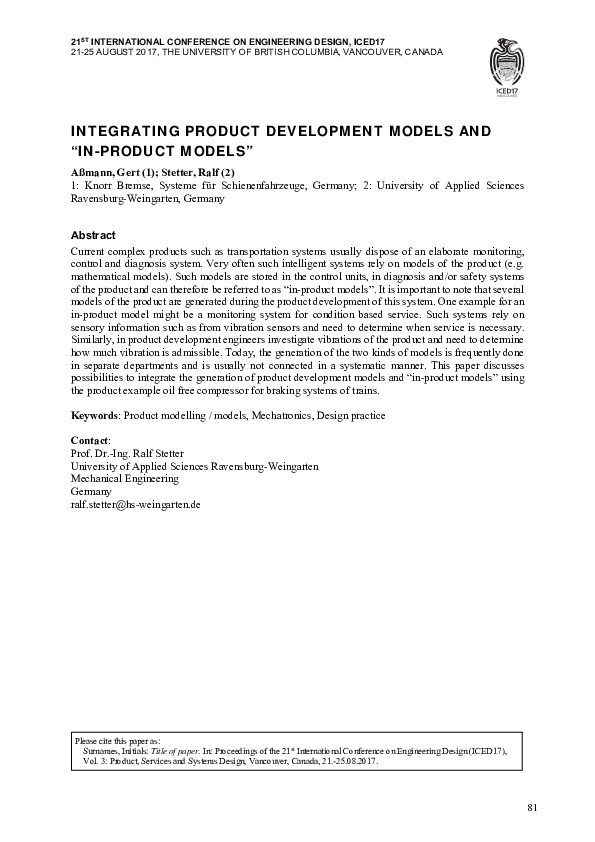 (PDF) Integrating product development models and “in-product models”
