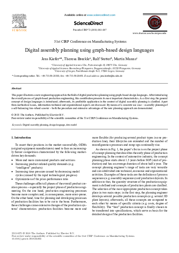 (PDF) Digital assembly planning using graph-based design languages