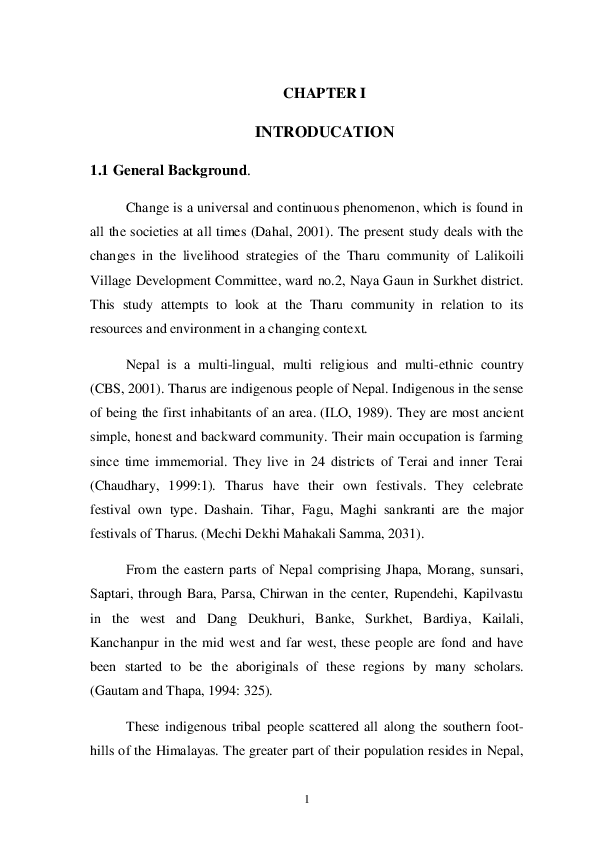 (PDF) Changing Livelihood Strategy of Tharu People: (A Sociological Case Study of Latikoili VDC ...