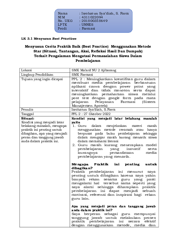 (PDF) Best Practice Menggunakan Metode STAR