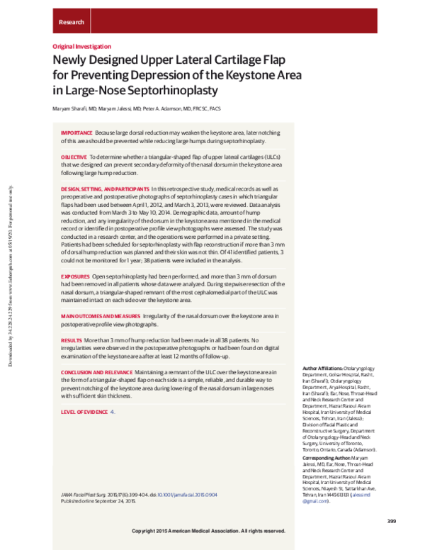 (PDF) Newly Designed Upper Lateral Cartilage Flap for Preventing ...
