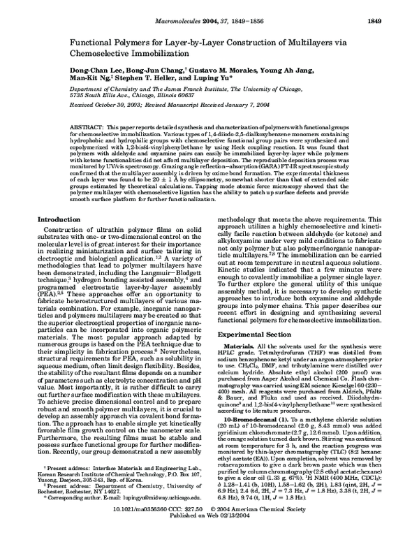 (PDF) Functional Polymers for Layer-by-Layer Construction of ...