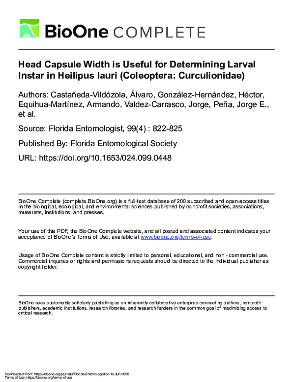 (PDF) Head Capsule Width is Useful for Determining Larval Instar in ...
