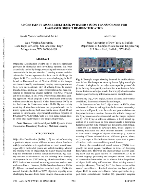 (PDF) Uncertainty Aware Multitask Pyramid Vision Transformer for UAV-Based Object Re-Identification