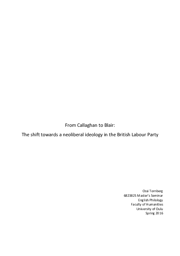 (PDF) From Callaghan to Blair : the shift towards a neoliberal ideology in the British Labour Party