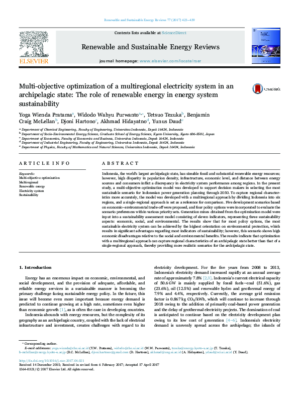 (PDF) Multi-objective optimization of a multiregional electricity ...