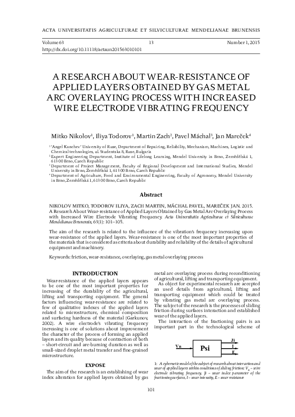 (PDF) A Research About Wear-resistance of Applied Layers Obtained by ...