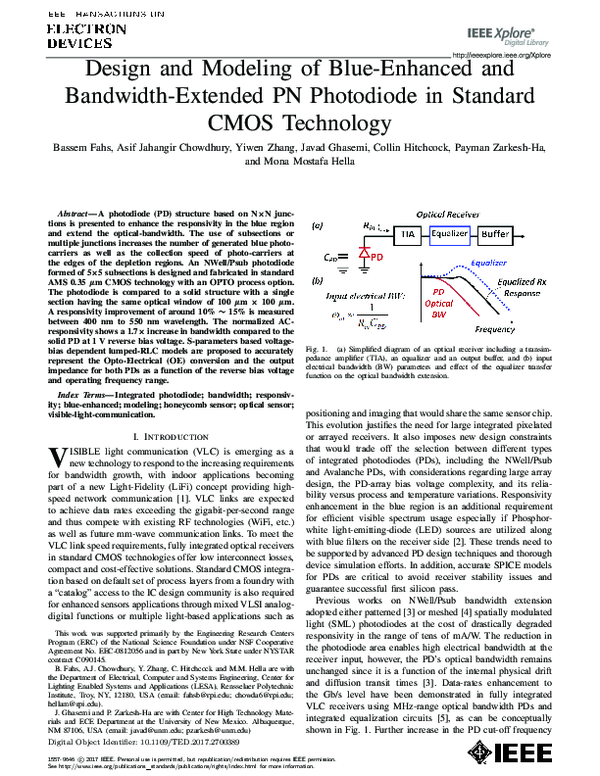 (PDF) Design and Modeling of Blue-Enhanced and Bandwidth-Extended PN Photodiode in Standard CMOS ...
