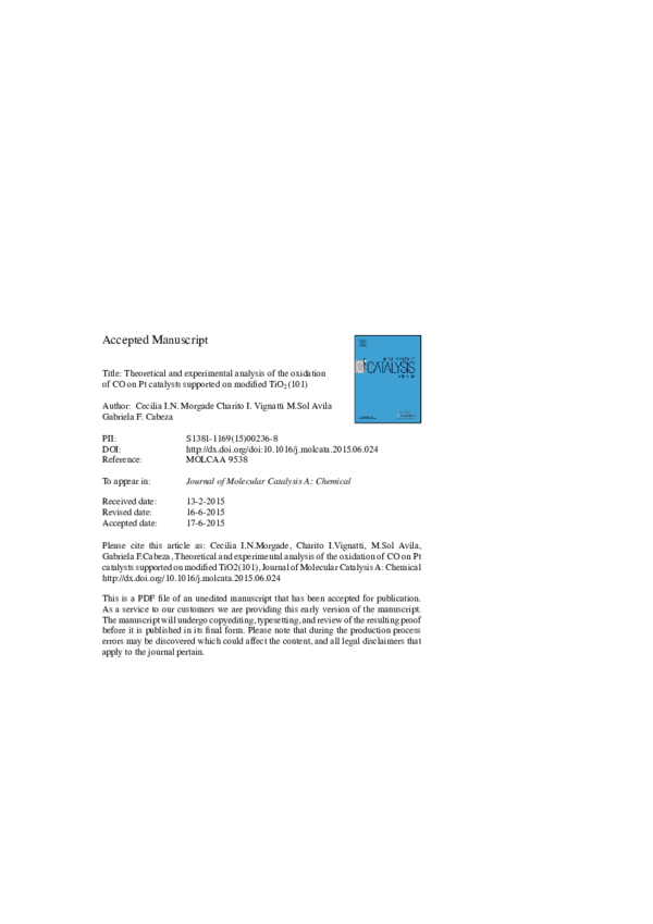 (PDF) Theoretical and experimental analysis of the oxidation of CO on ...