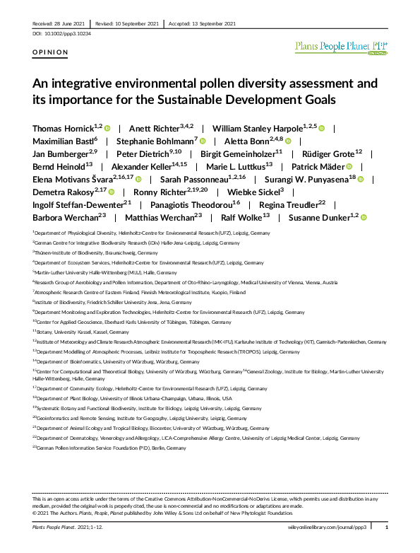 (PDF) An integrative environmental pollen diversity assessment and its ...