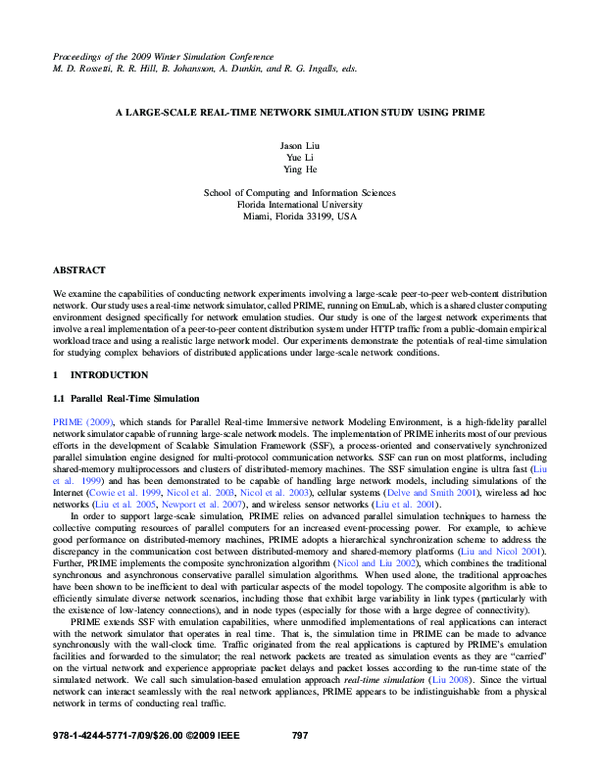 (PDF) A large-scale real-time network simulation study using PRIME