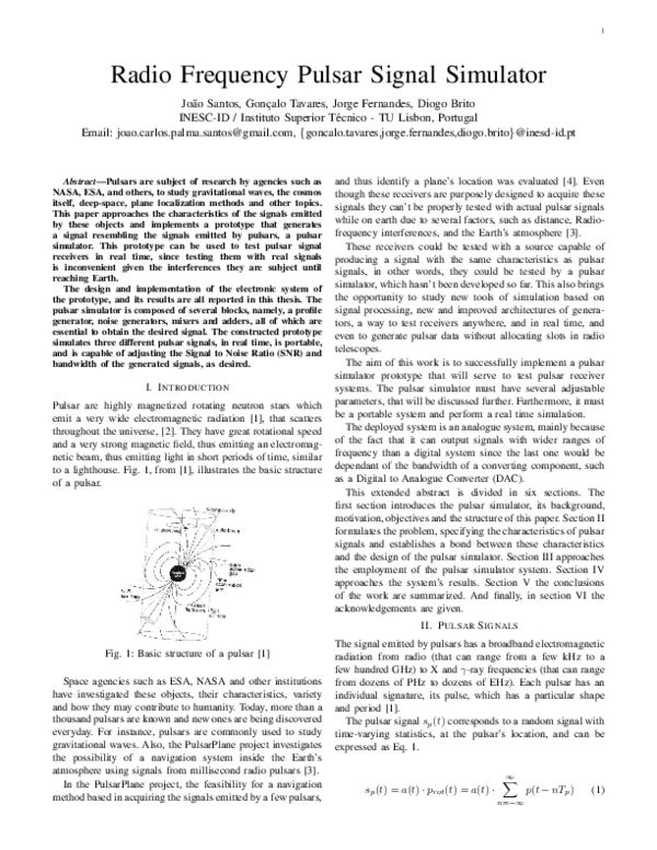 (PDF) Radio Frequency Pulsar Signal Simulator
