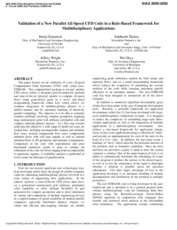 Pdf Validation Of A New Parallel All Speed Cfd Code In A Rule Based Framework For 5939