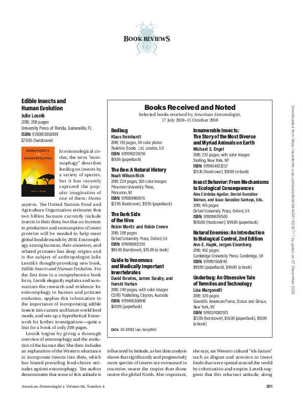 (PDF) Edible Insects and Human Evolution