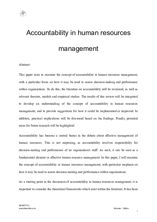 (PDF) Accountability in human resources management