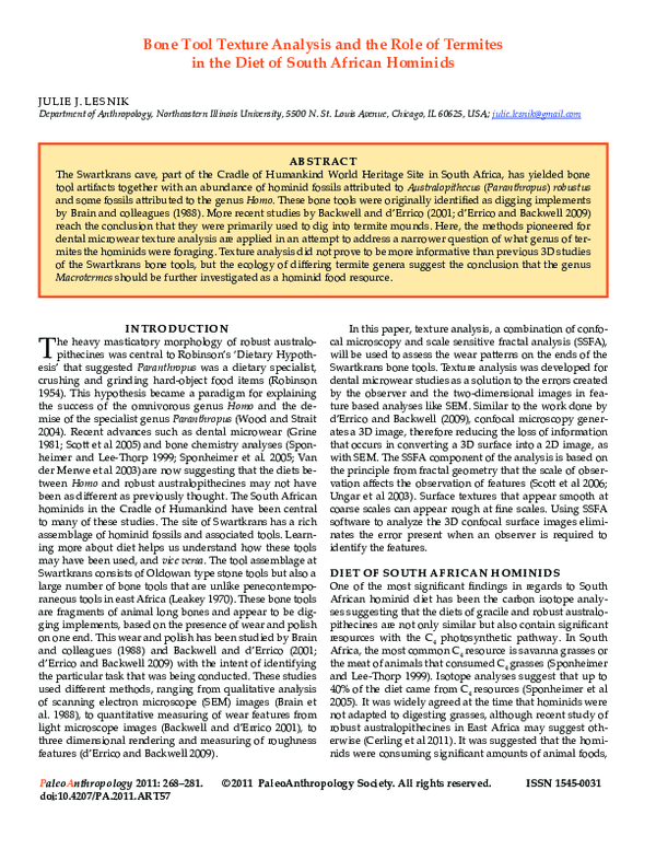(PDF) Termites in the hominin diet: A meta-analysis of termite genera ...