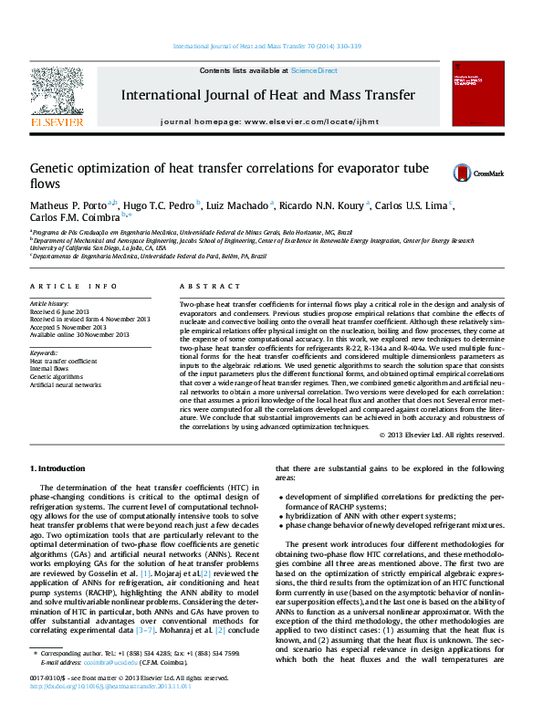 (PDF) Genetic optimization of heat transfer correlations for evaporator tube flows