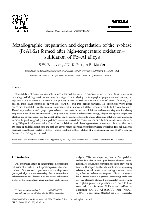 (PDF) Metallographic preparation and degradation of the τ-phase ...