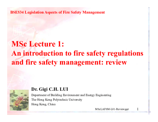 (PDF) Fire safety regulations and fire safety management