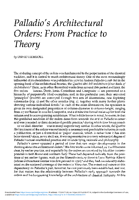 (PDF) Palladio's Architectural Orders: From Practice to Theory