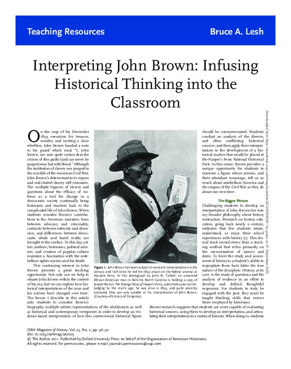 (PDF) Interpreting John Brown: Infusing Historical Thinking into the ...