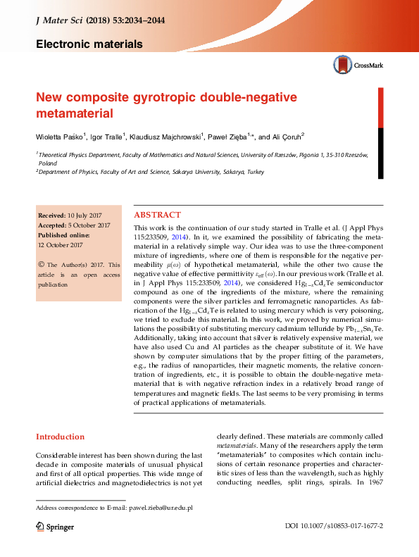 (PDF) Composite Double-Negative Metamaterial Study