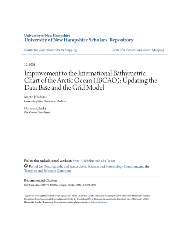 (PDF) Improvement to the International Bathymetric Chart of the Arctic Ocean (IBCAO): Updating ...