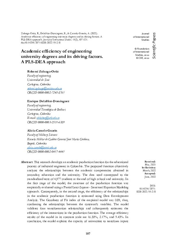 (PDF) Academic efficiency of engineering university degrees and its ...