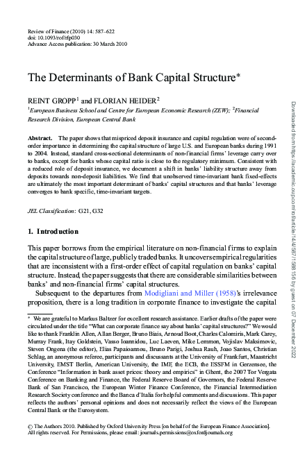 (PDF) The Determinants of Bank Capital Structure*