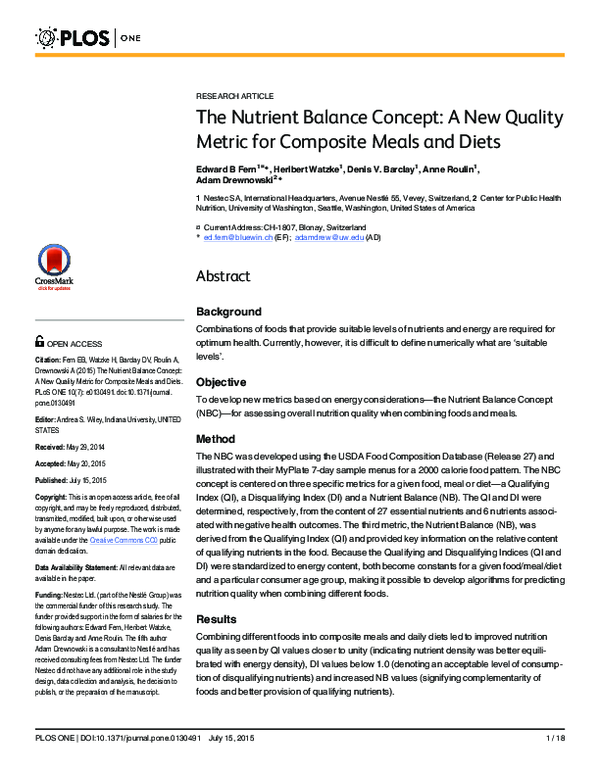 (PDF) The Nutrient Balance Concept: A New Quality Metric for Composite ...