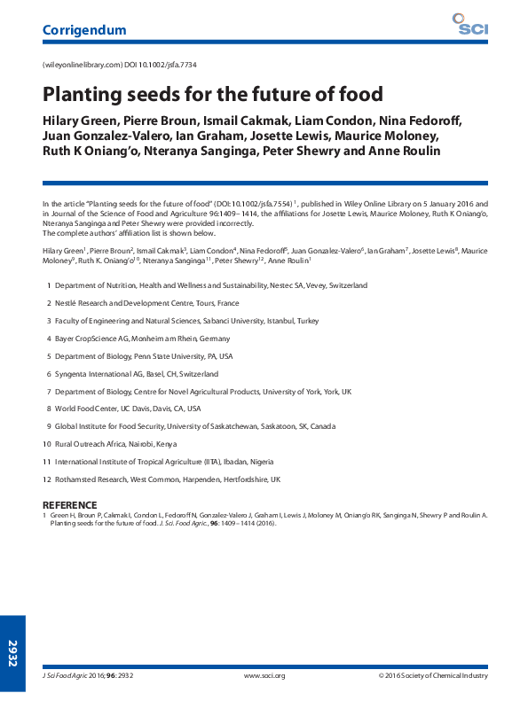 (PDF) Planting seeds for the future of food
