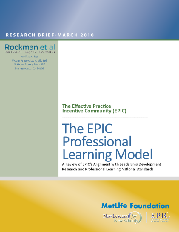 (PDF) The EPIC Professional Learning Model: A Review of EPIC's ...