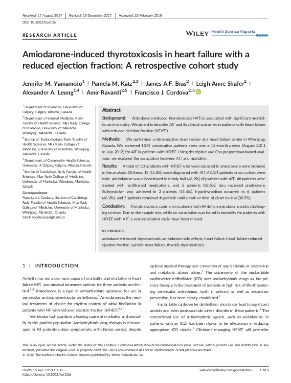 (PDF) Amiodarone-induced thyrotoxicosis in heart failure with a reduced ...