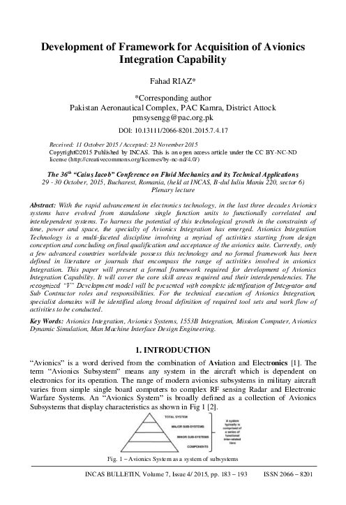 (PDF) Development of Framework for Acquisition of Avionics Integration Capability