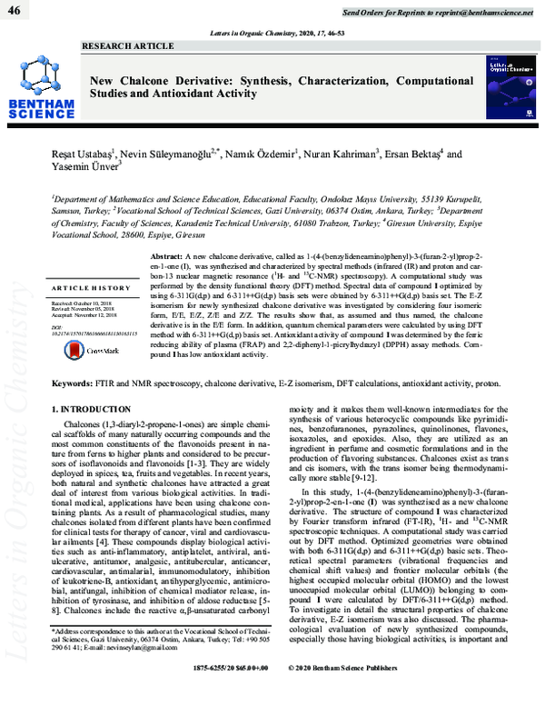(PDF) New Chalcone Derivative: Synthesis, Characterization ...