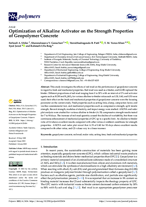 (PDF) Optimization of Alkaline Activator on the Strength Properties of ...