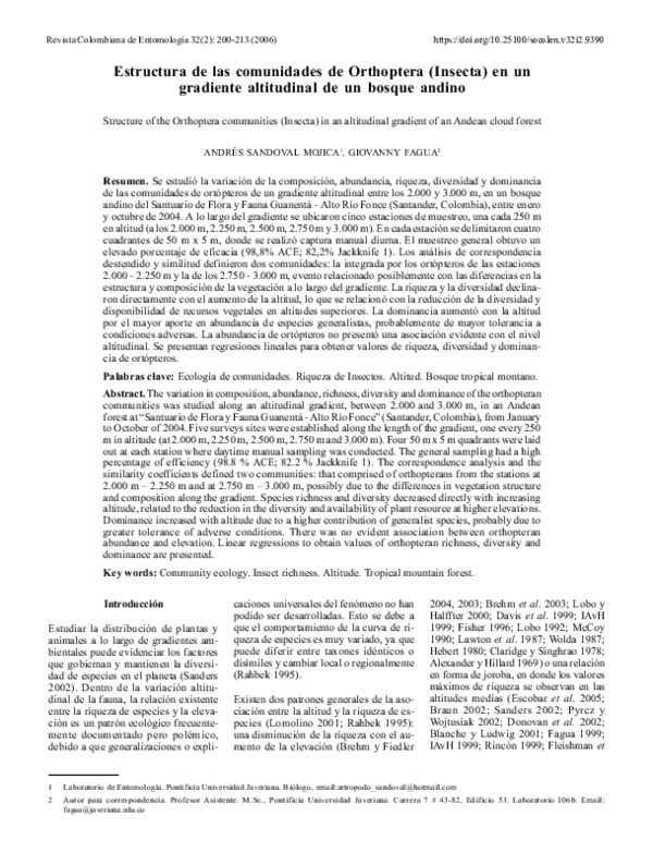 (PDF) Estructura de las comunidades de Orthoptera (Insecta) en un ...