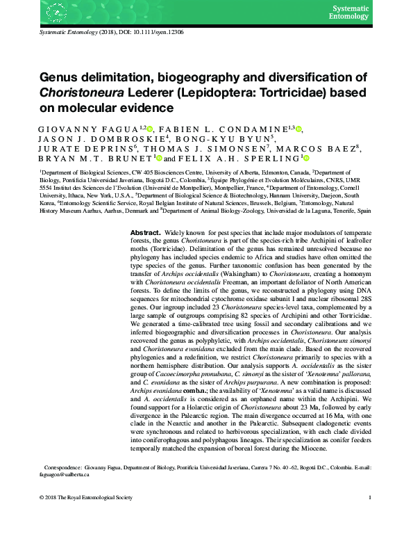 (PDF) Genus delimitation, biogeography and diversification ...