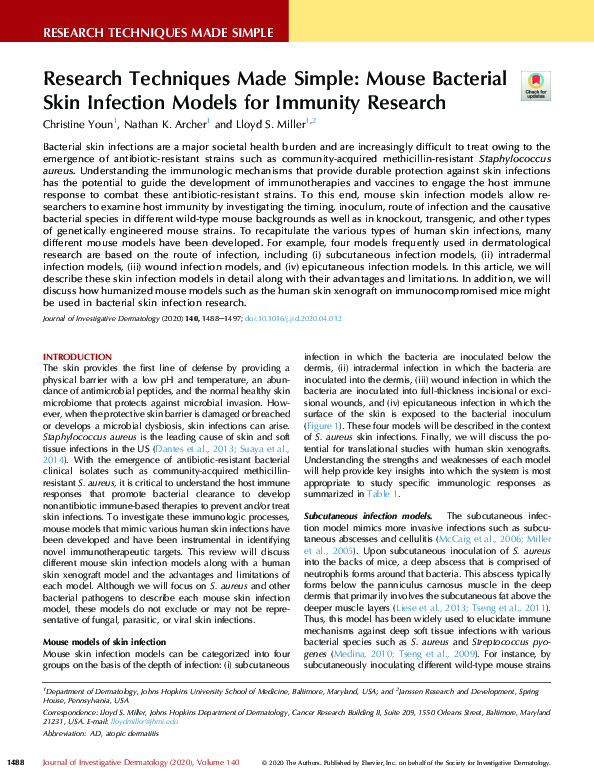 (PDF) Research Techniques Made Simple: Mouse Bacterial Skin Infection ...
