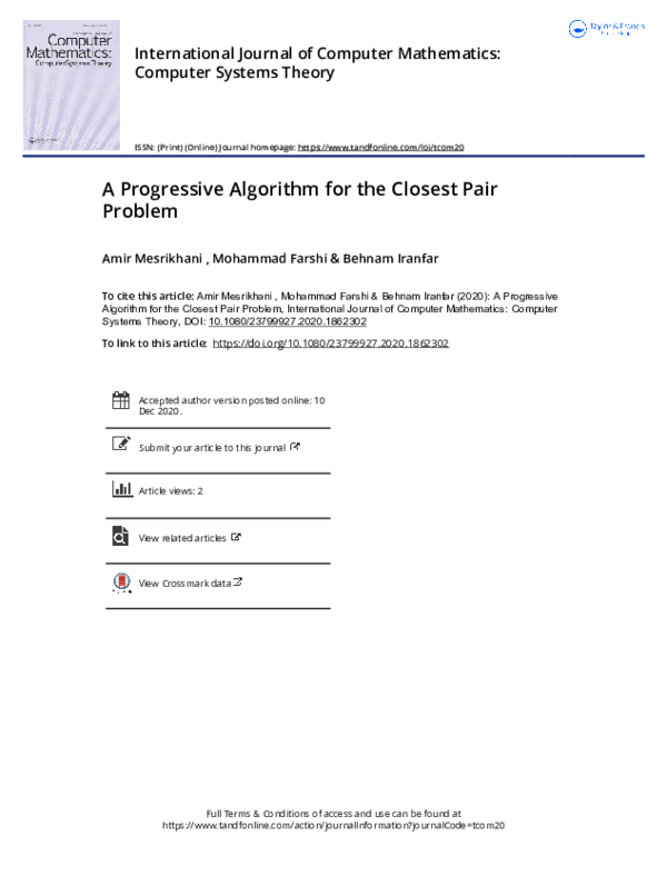 (PDF) A progressive algorithm for the closest pair problem