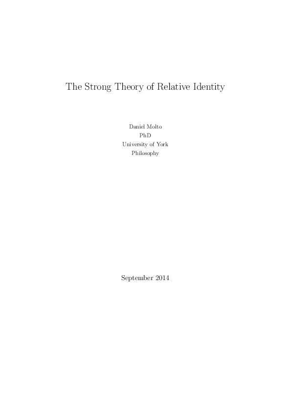 (PDF) The Strong Theory of Relative Identity