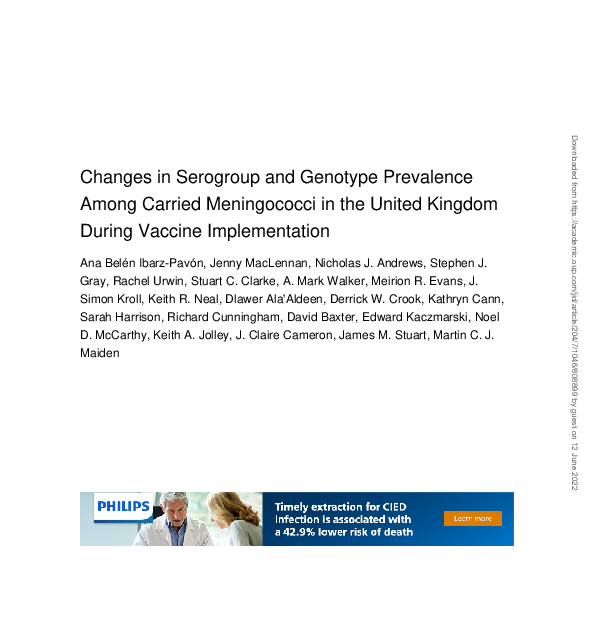 (PDF) Changes in Serogroup and Genotype Prevalence Among Carried ...