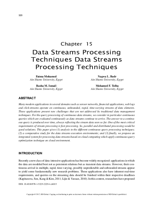 Pdf Data Streams Processing Techniques Data Streams Processing Techniques