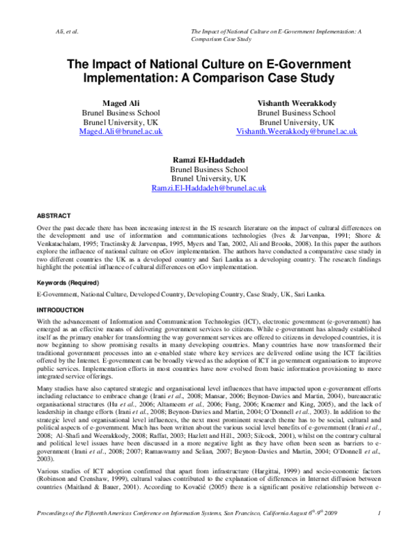 (PDF) The impact of national culture on e-government implementation: A ...