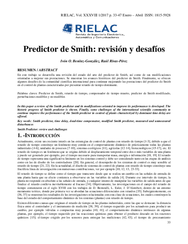 (PDF) Predictor de Smith: revisión y desafíos
