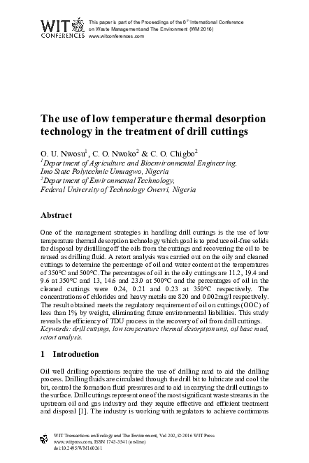(PDF) The use of low temperature thermal desorption technology in the ...