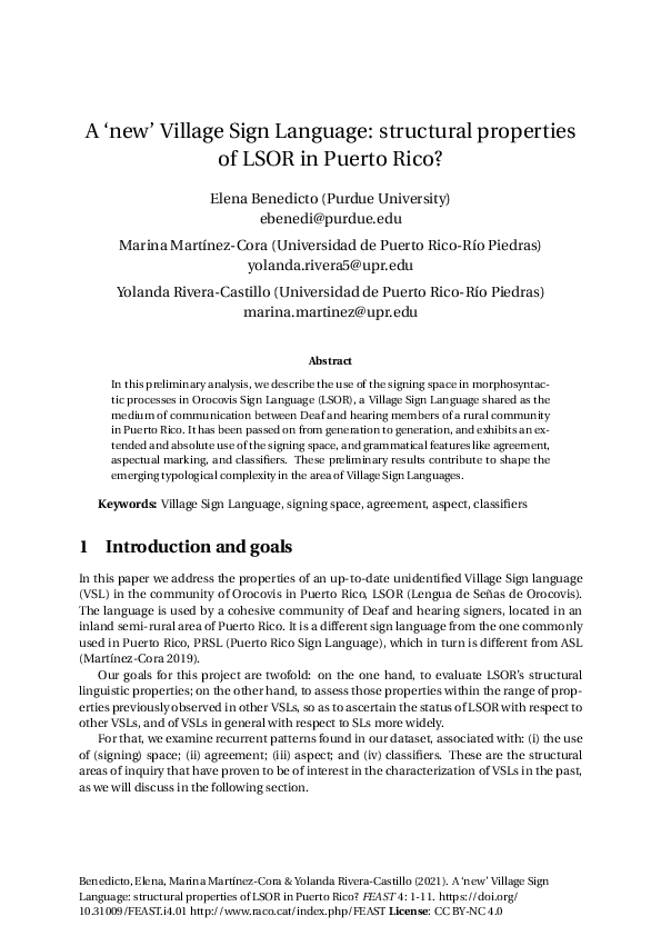 (PDF) A ‘new’ Village Sign Language: structural properties of LSOR in ...